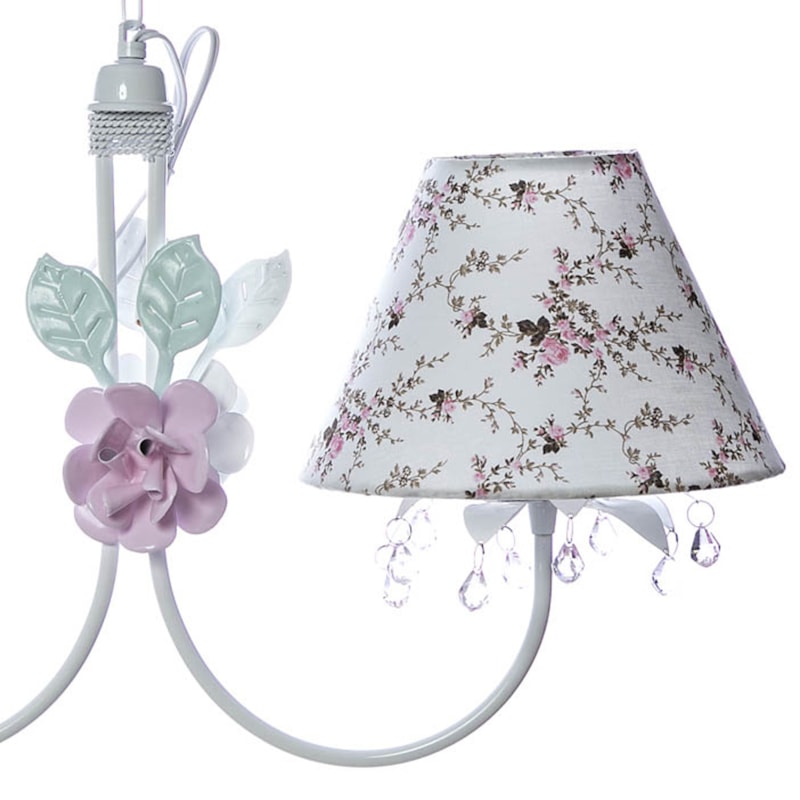 Lustre 2L Primavera Rosa 2 Flores G Rosa - Potinho de Mel