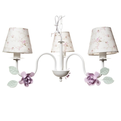 Lustre 3L Simples 3 Flores G Rosa - Potinho de Mel