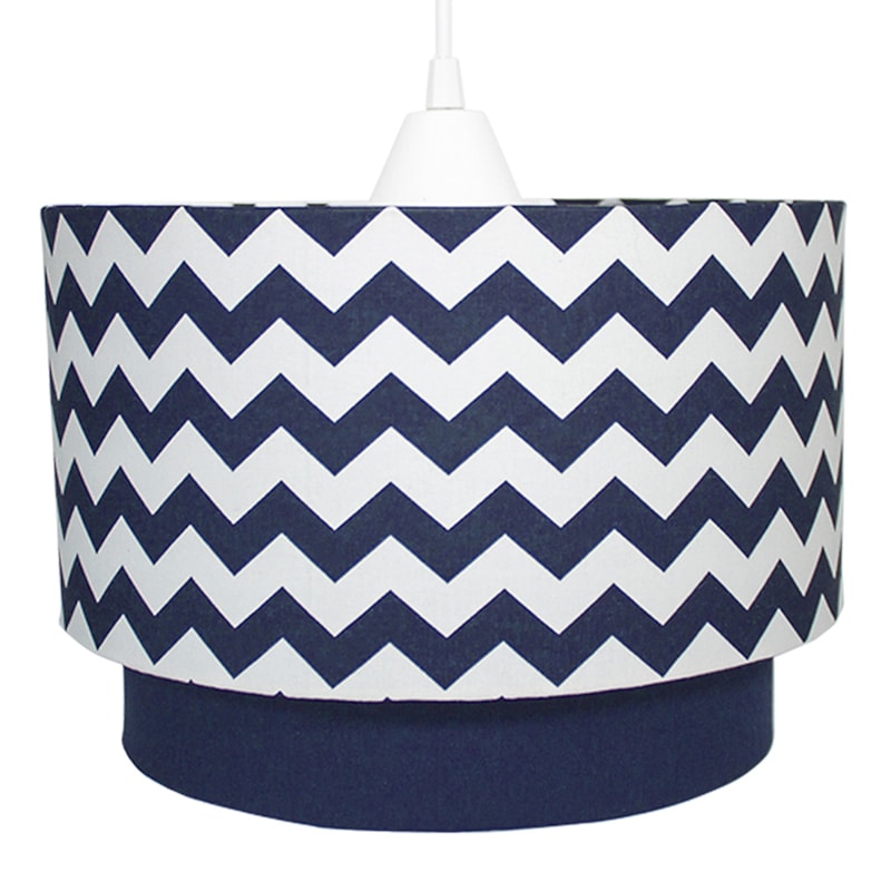 Lustre Tubular Duplo Chevron Marinho - Potinho de Mel